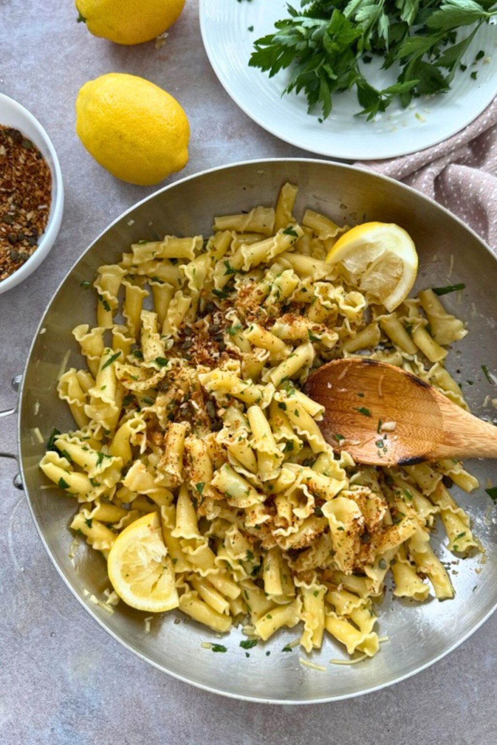 Gigli Pasta with Lemon and Capers - the cozy eats