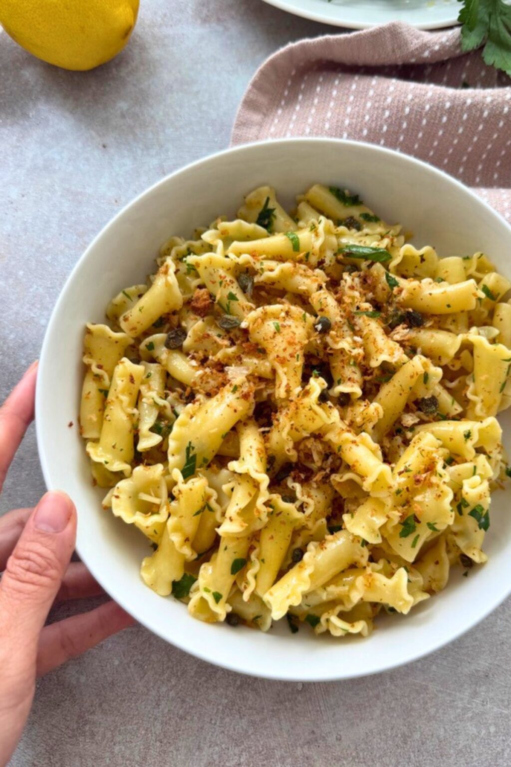 Gigli Pasta with Lemon and Capers - the cozy eats